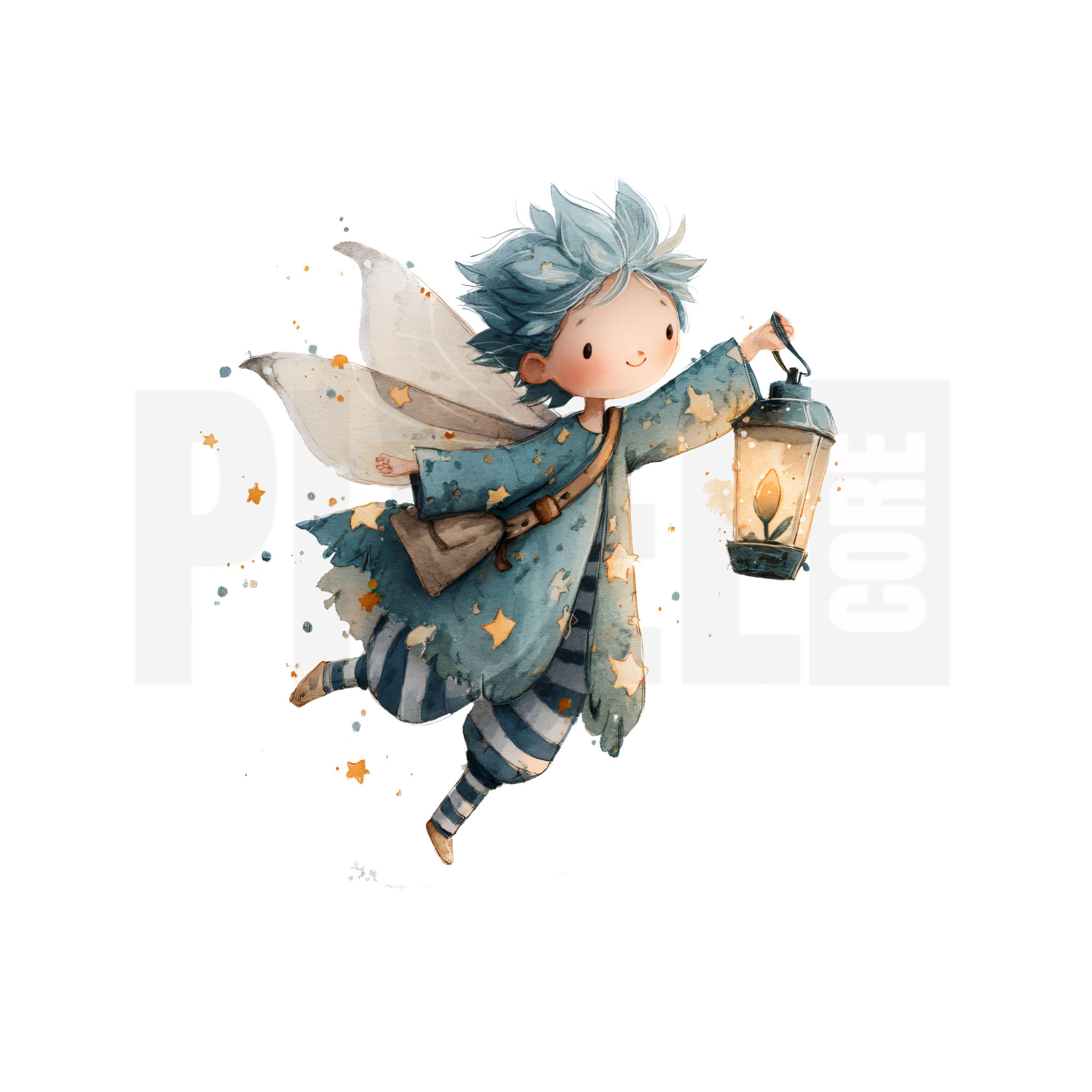 10 Whimsical Fairy Boy Clipart PNG. Woodland Magical Art, Storybook ...