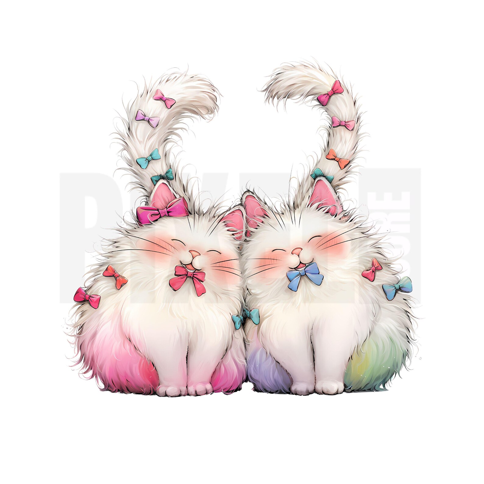 11 Quirky Cats Valentines Clipart, PNG, Whimsical Kitty Friends Love ...