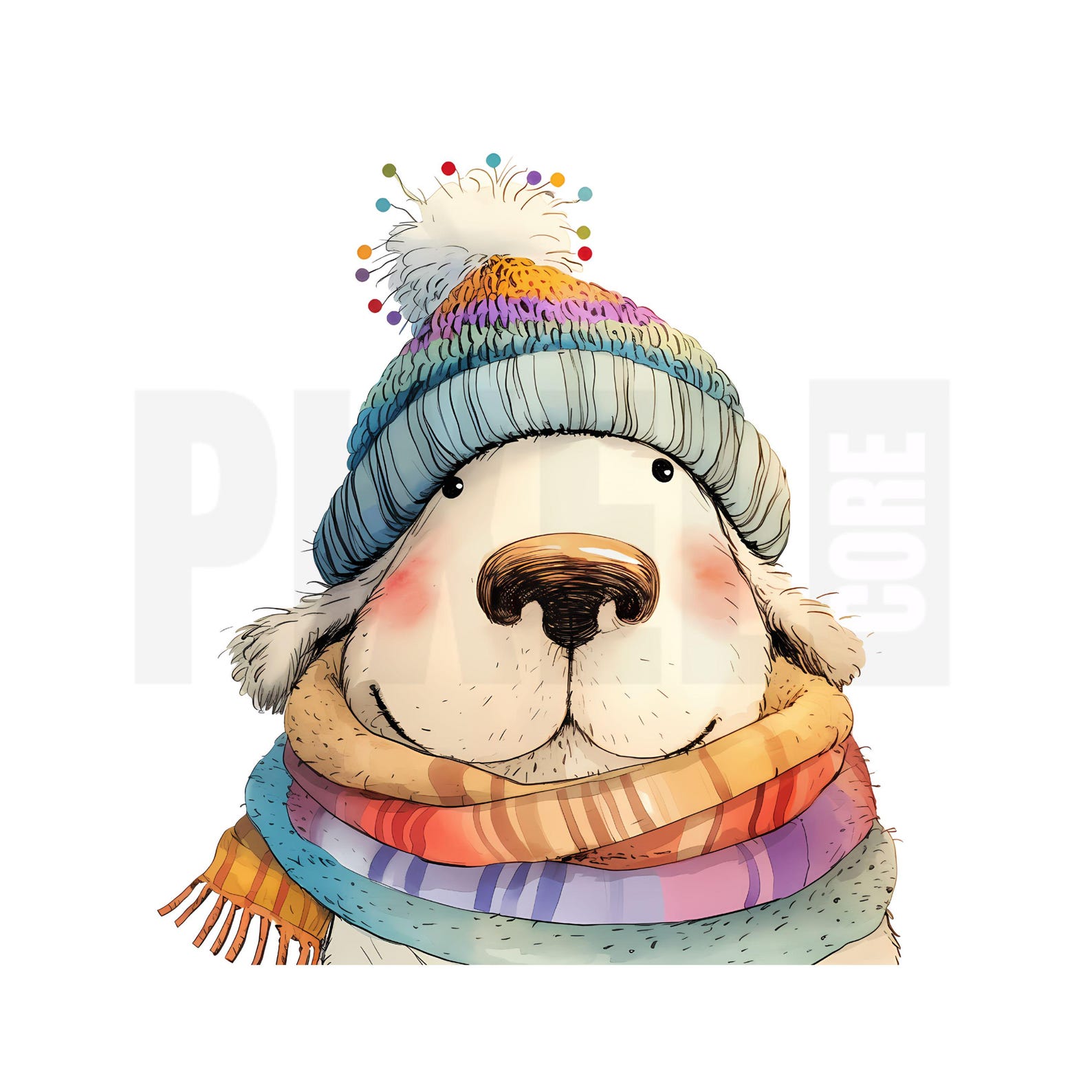 12 Quirky Winter Dog Clipart, PNG, Cozy Winter Holiday Puppy Art With ...