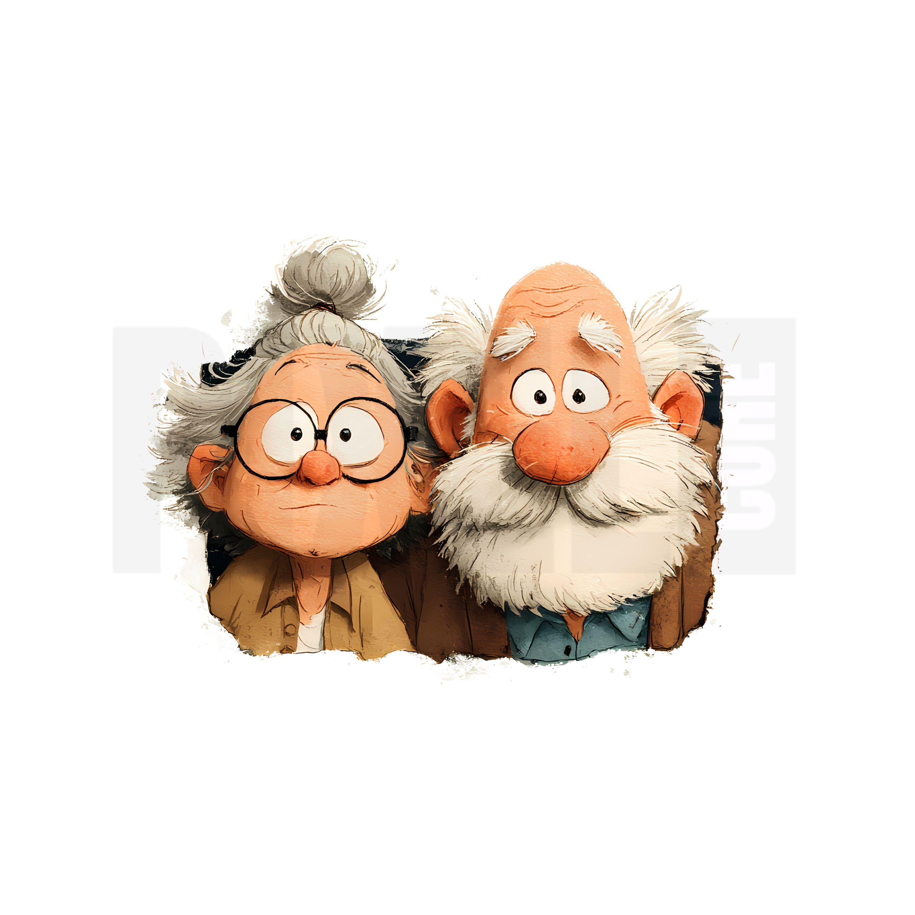 12 Quirky Peeking Grandparents Clipart, PNG, Cartoon Granny Grandad ...