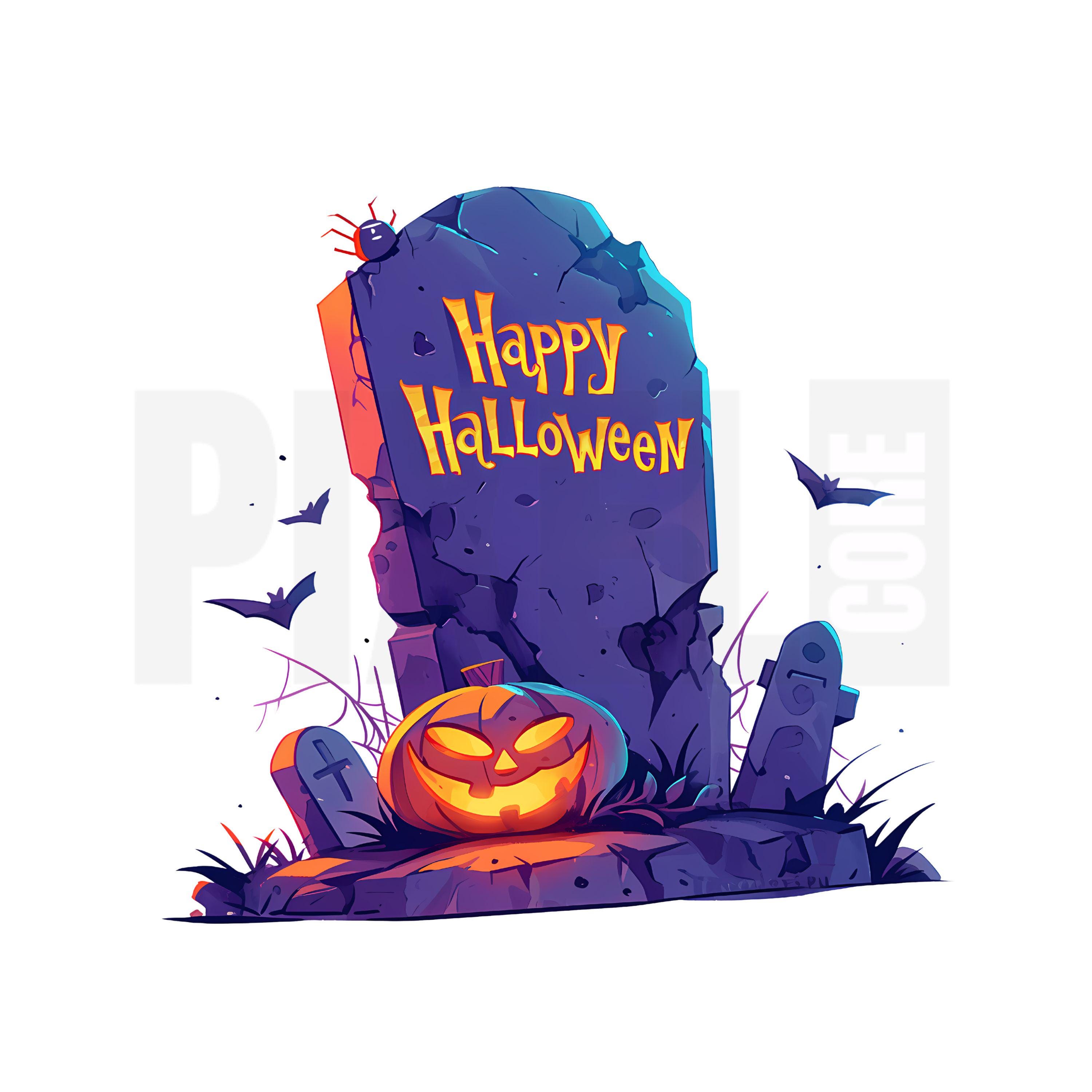 15 Spooky Halloween Tombstone Clipart, PNG, Gravestone Greetings, Trick ...