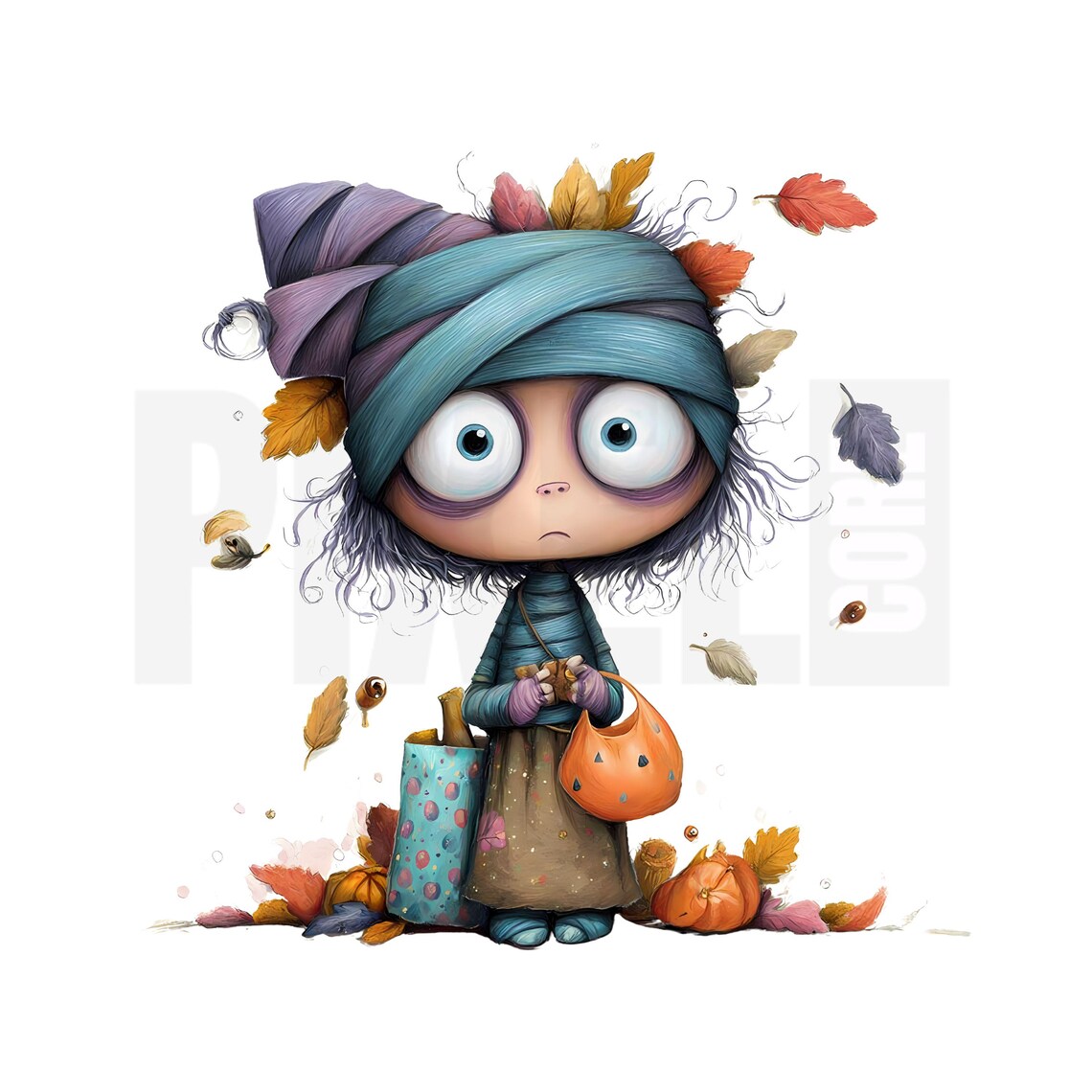 13 Quirky Halloween Mummy Clipart PNG, Cute Watercolor Whimsical Art ...
