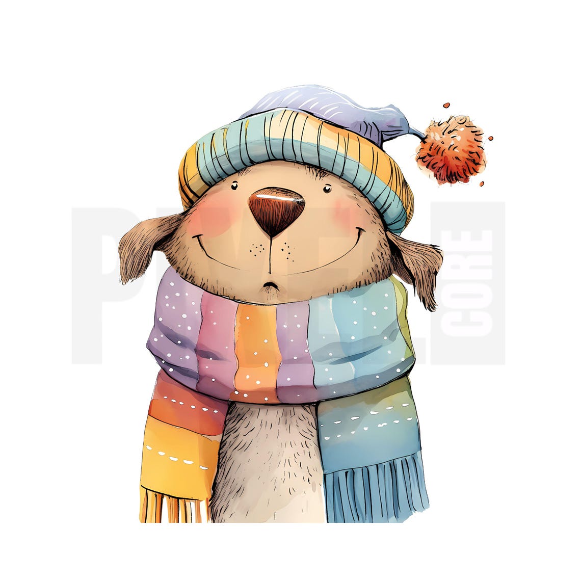 12 Quirky Winter Dog Clipart, PNG, Cozy Winter Holiday Puppy Art With ...