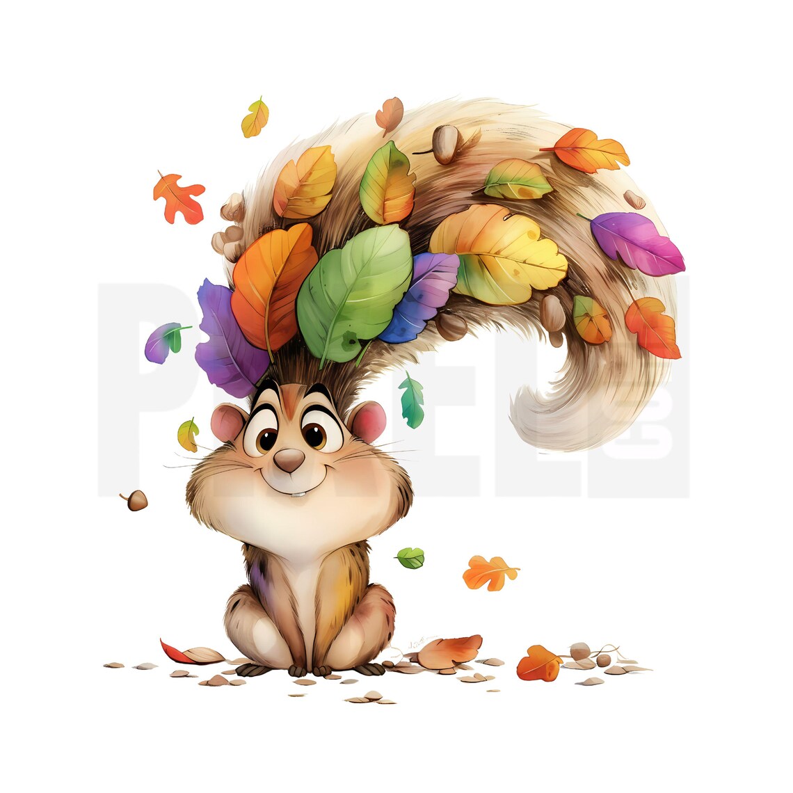 10 Quirky Autumn Squirrel Clipart, PNG, Cute Fall Storybook Animal ...