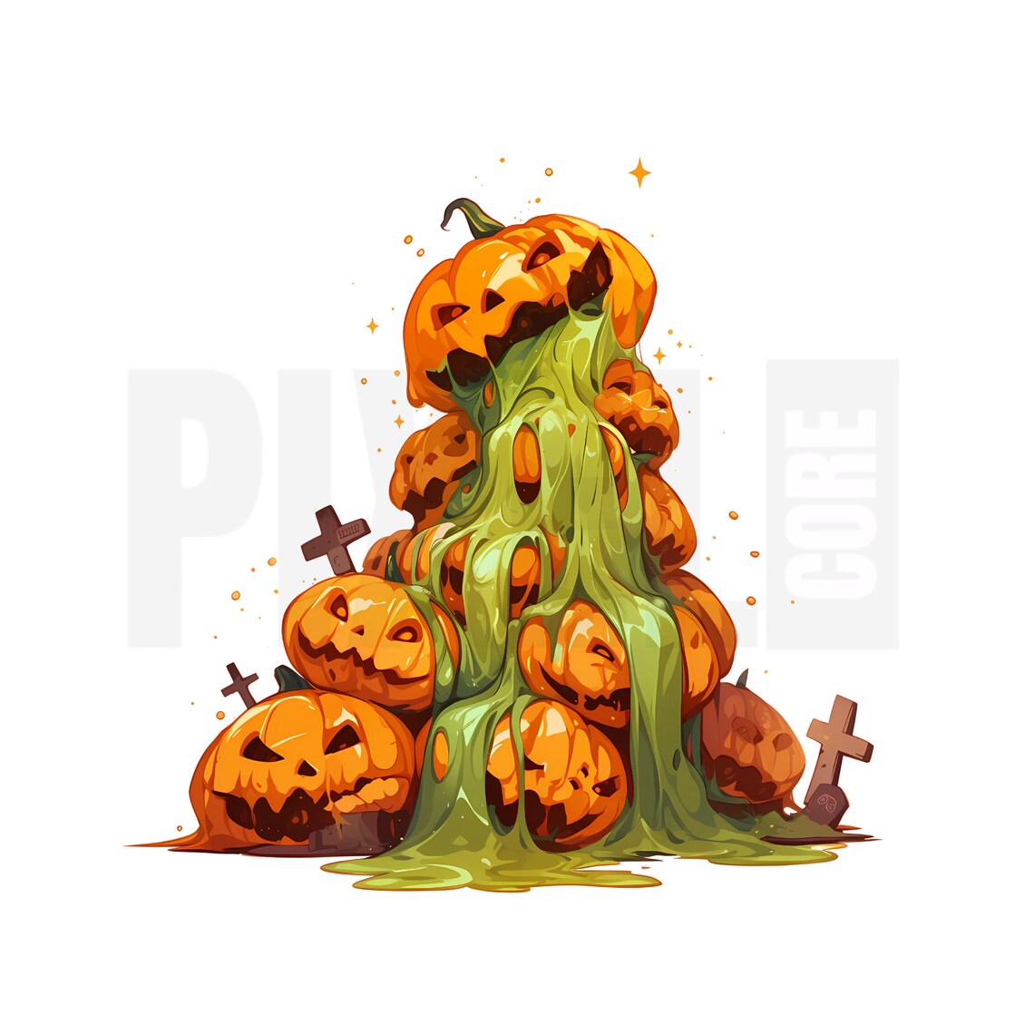 13 Quirky Pumpkin Monster Halloween Clipart, PNG, Spooky Jack O ...