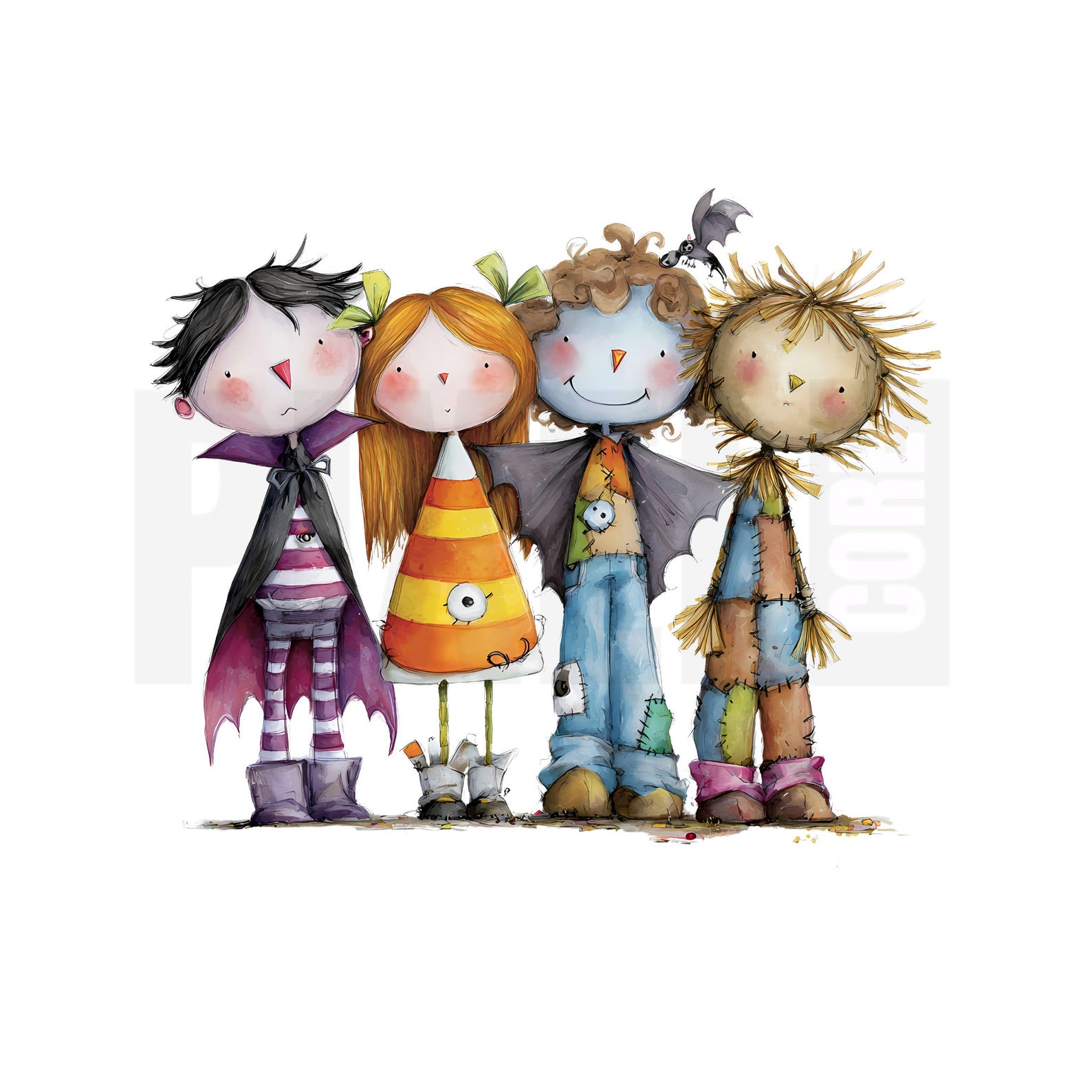 12 Quirky Halloween Kids Costumes Clipart, PNG, Trick or Treat ...