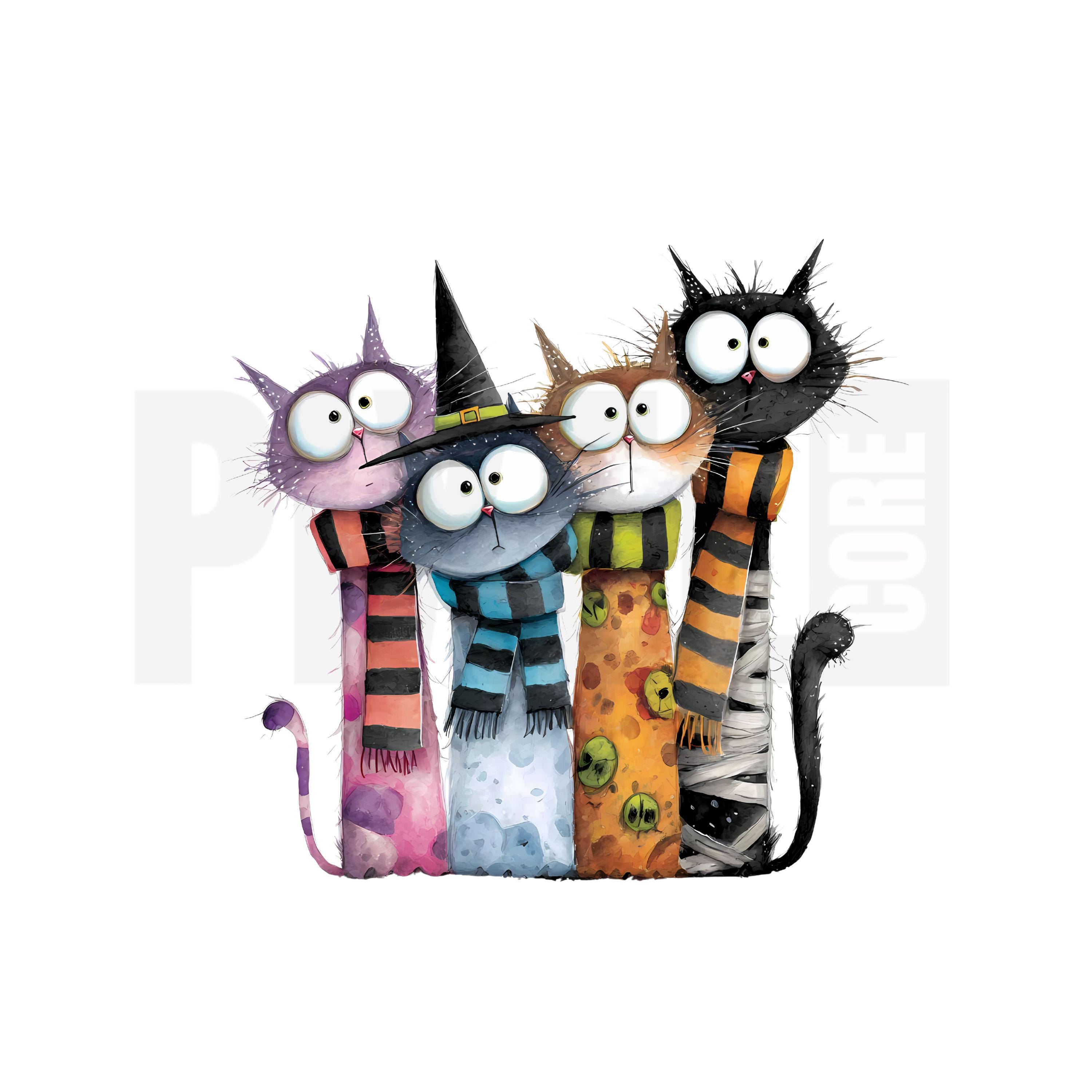 13 Quirky Halloween Cats Clipart, PNG, Trick or Treat, Ephemera ...