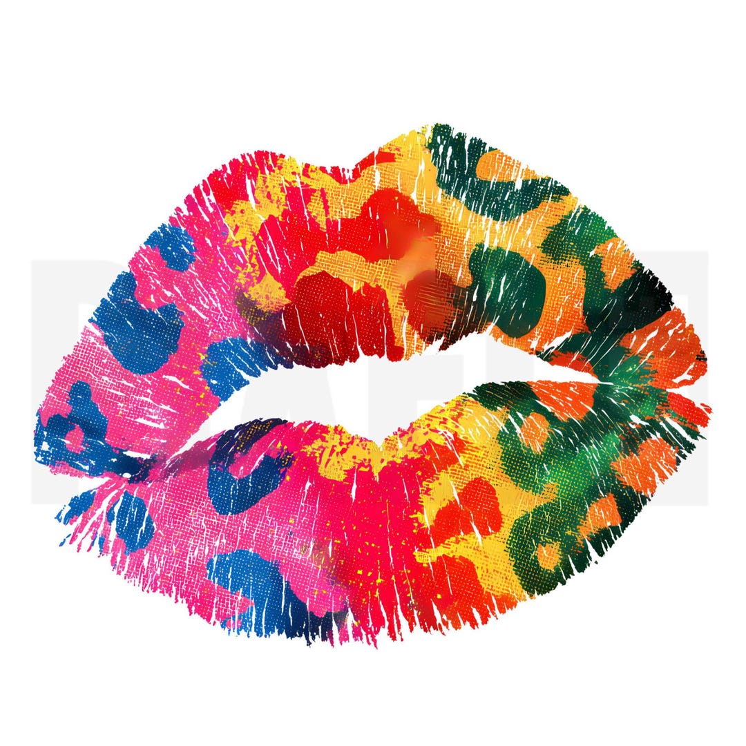 11 Watercolor Kiss Mark Clipart PNG, Pop Art Animal Print Lips ...