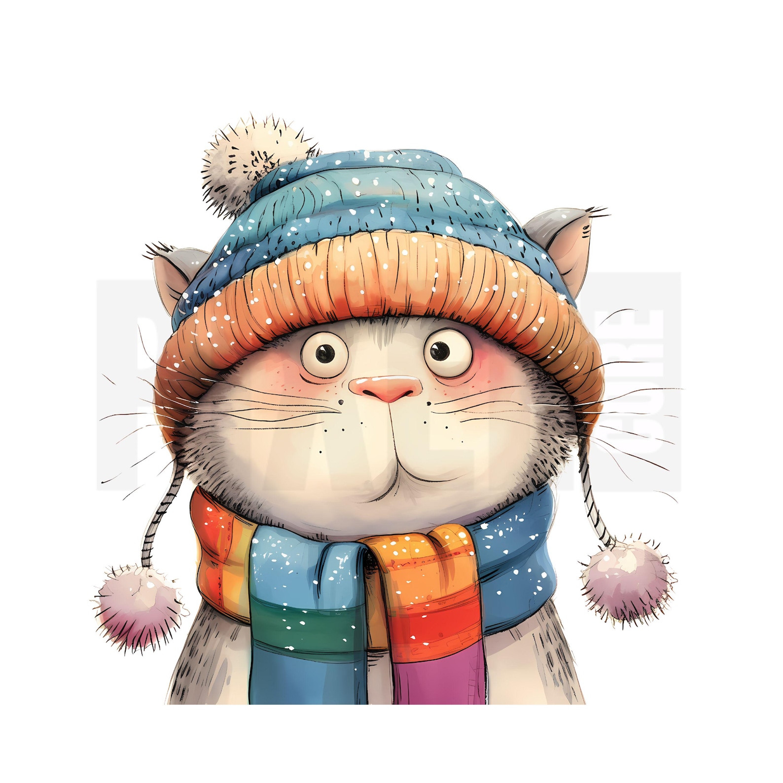 10 Quirky Winter Cat Clipart, PNG, Cozy Winter Holiday Kitty Art With ...