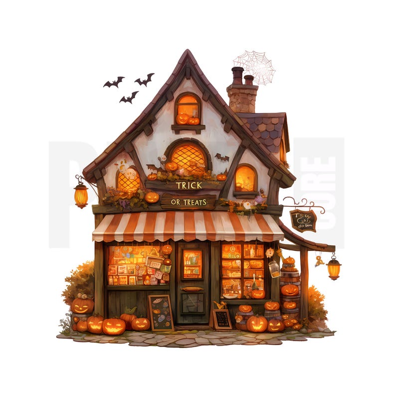 13 Whimsical Halloween Shop Clipart, PNG, Trick or Treats, Witch Crafts ...