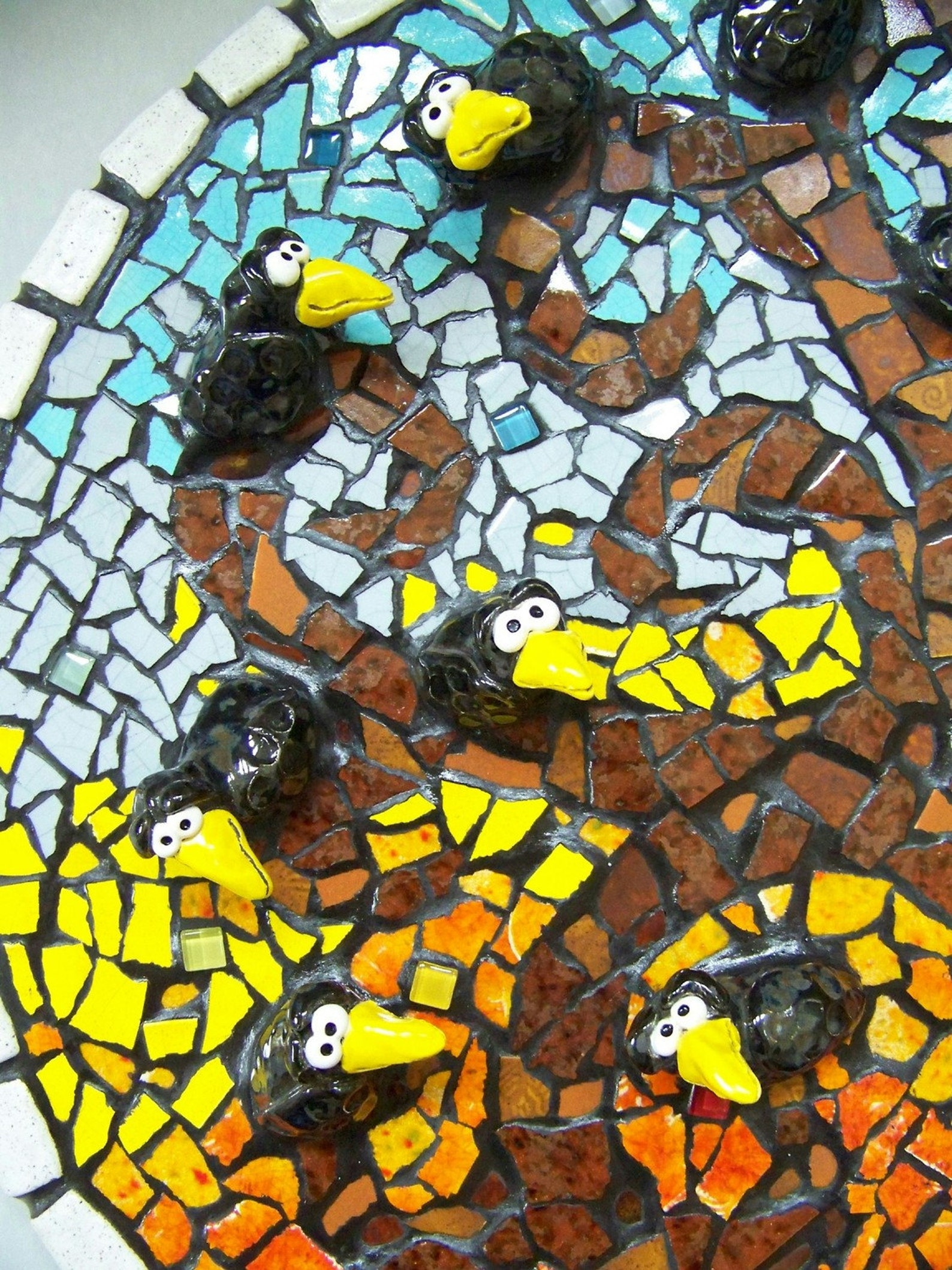 RAVENS WHISPER Mosaic Circle Ravens in Tree Picture, Crow Art, Mosaic ...