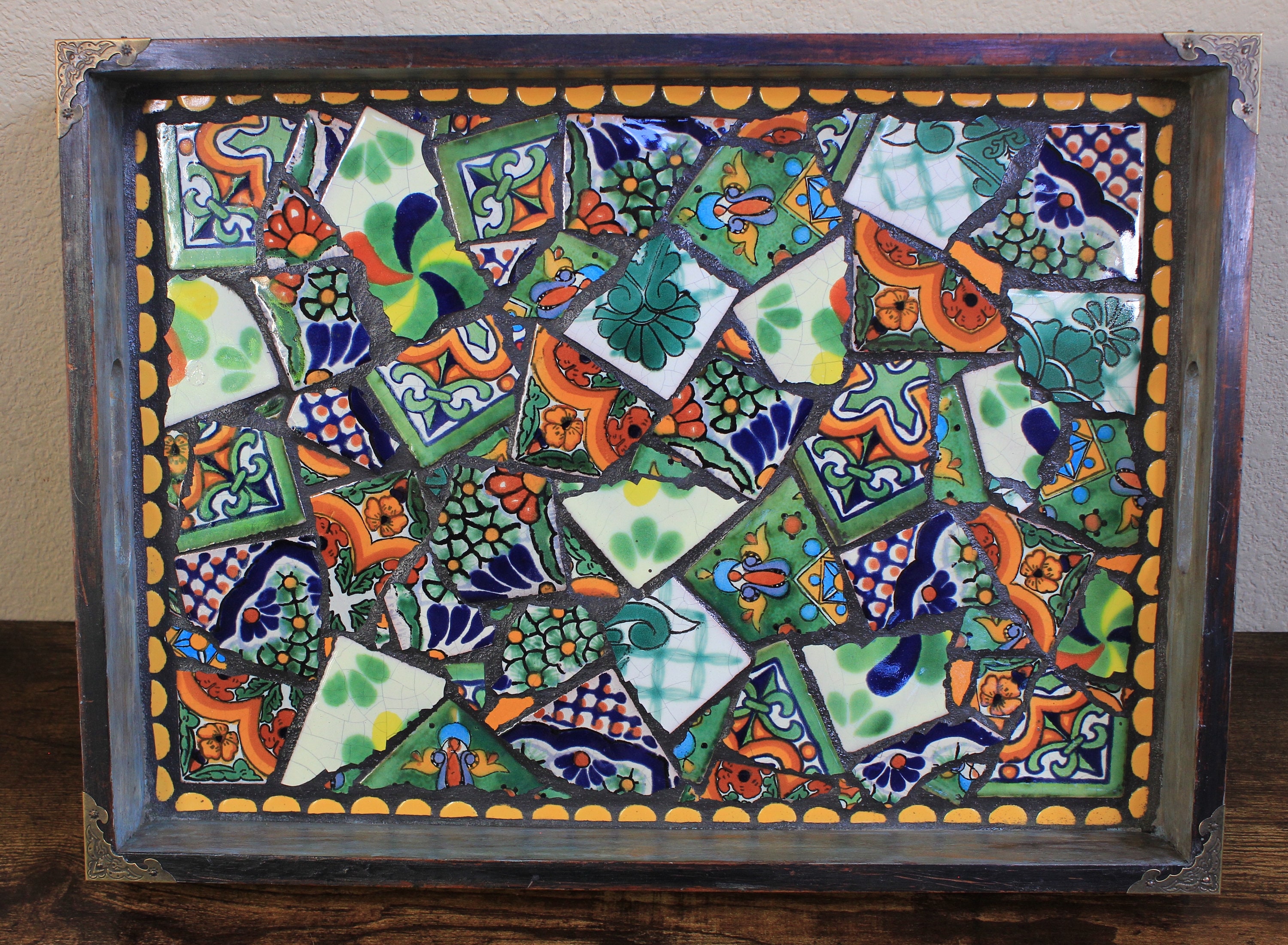 Tile Serving Tray, Food Tray, Beverage Tray, Wood and Tile Tray, Coffee ...