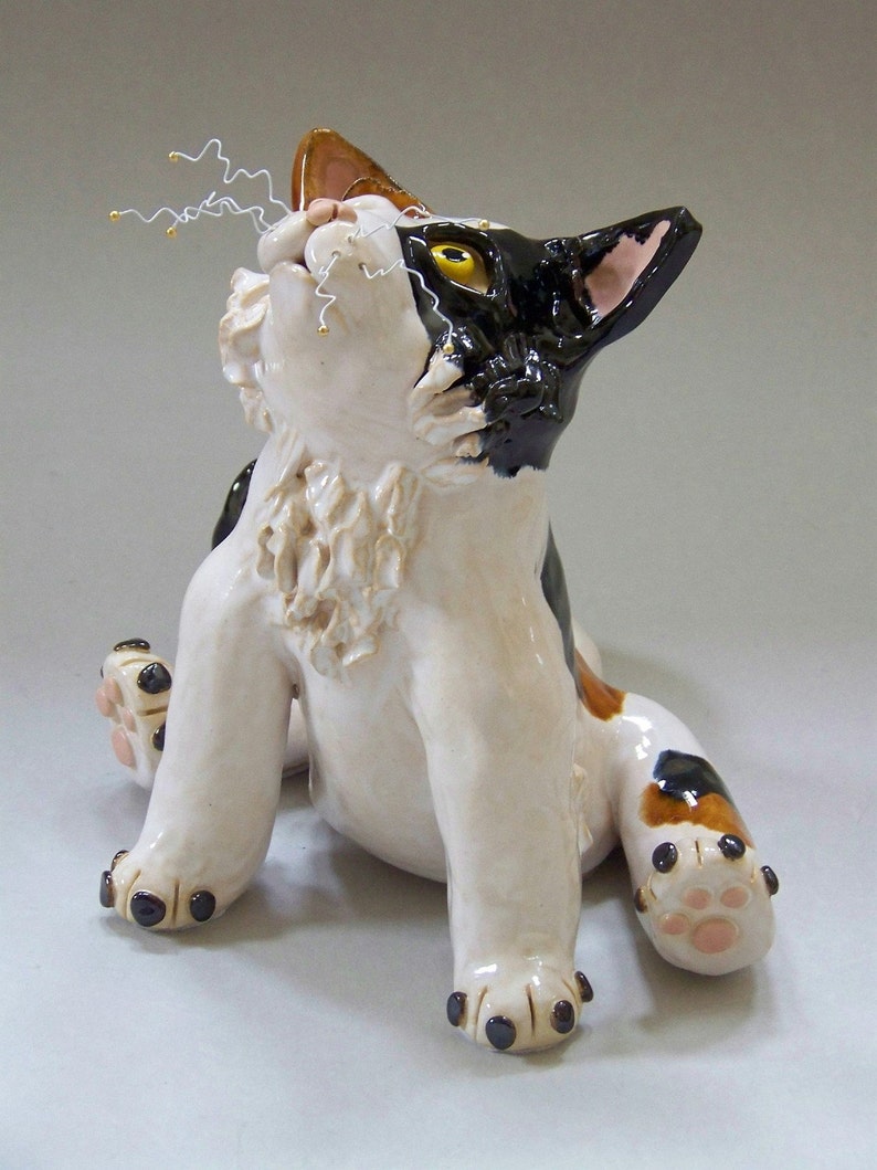Original Ceramic Calico Cat Sculpture, Calico Cat Sculpture, Calico ...