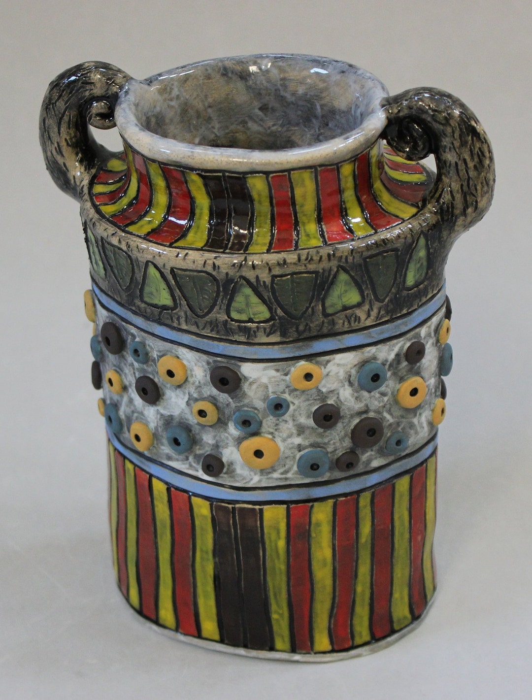 Multi Pattern, Whimsy Vase, Ceramic Whimsical Vase, Handmade Vase, Home ...