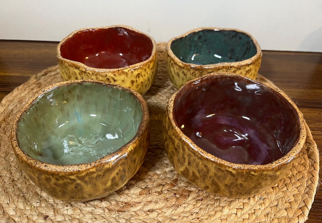 Pinch Pot Bowl Set, Pinch Pot Bowls, Rustic Bowl Set, Ceramic Bowl ...
