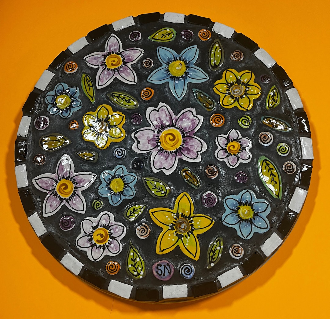 Mosaic Lazy Susan, Flower and Leaves Lazy Susan, 14 Inch Lazy Susan ...