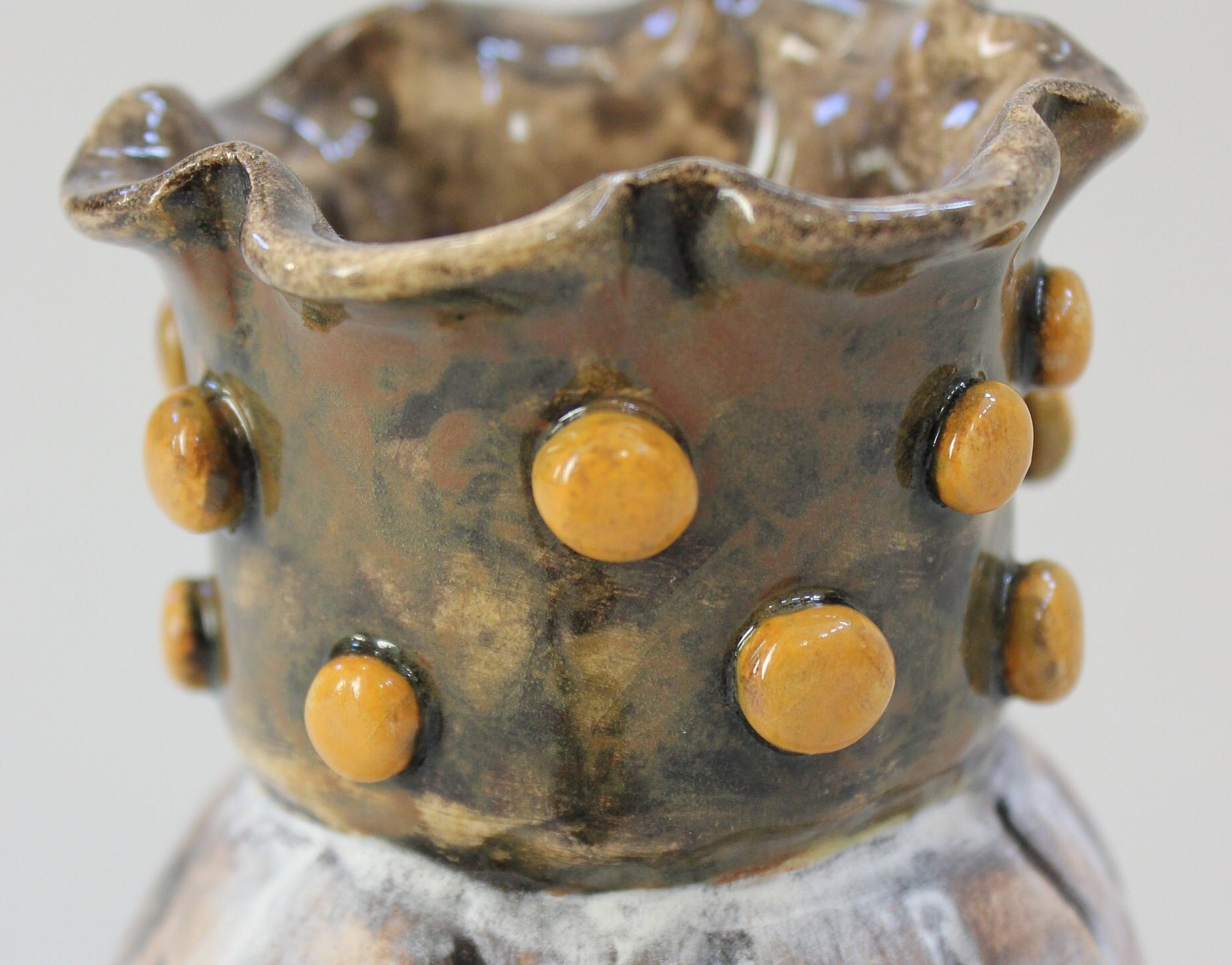 Whimsical Brown Bud Vase With Dots, Ceramic Handmade Vase, Whimsical ...