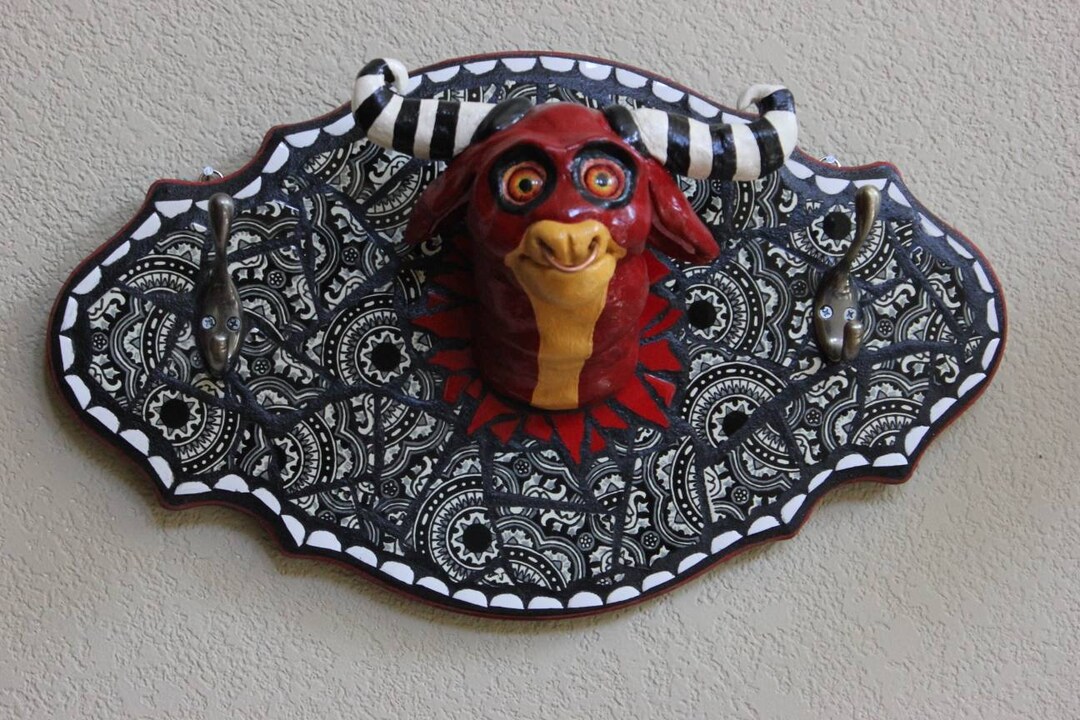Mosaic & Ceramic Wall Decor and Rack Hook With Bull Head, Mosaic Wall ...