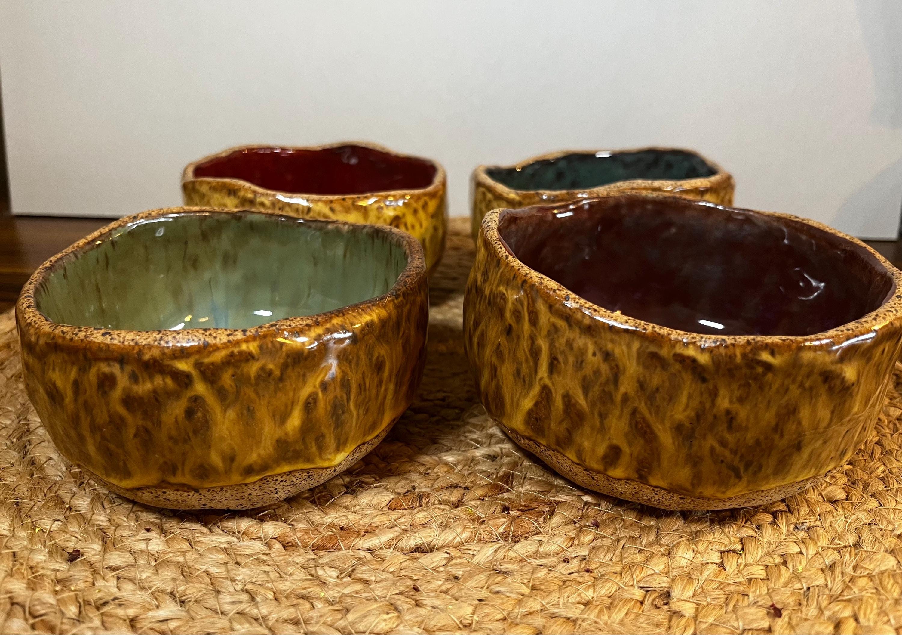 Pinch Pot Bowl Set, Pinch Pot Bowls, Rustic Bowl Set, Ceramic Bowl ...
