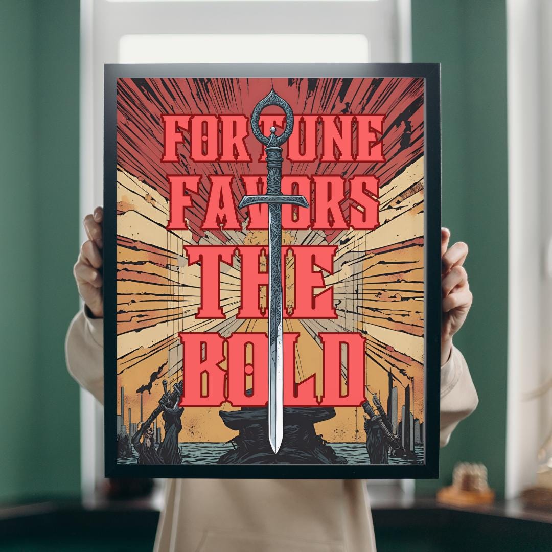 Fortune Favors the Bold Sword Poster Digital Download Edgy, Colorful ...