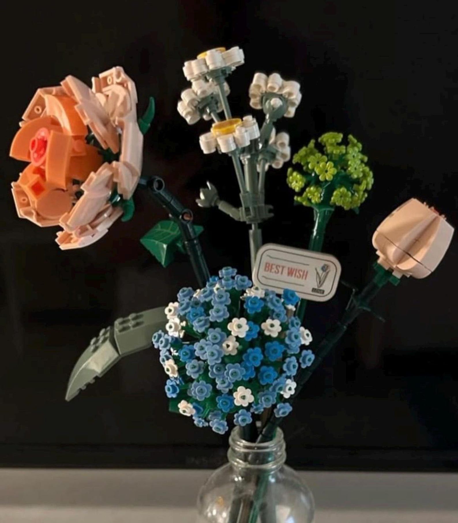 DIY Building Blocks Flower Bouquet Blue, Bouquet for Anniversary ...