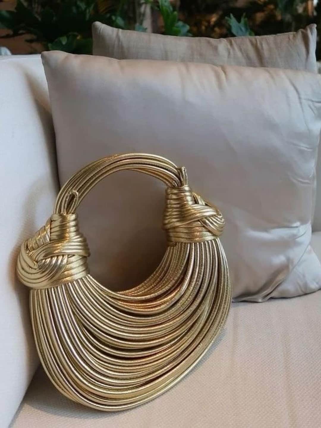 Gold Knot Handbag, Formal Bag, Golden Metallic Clutch, Luxury Gold ...