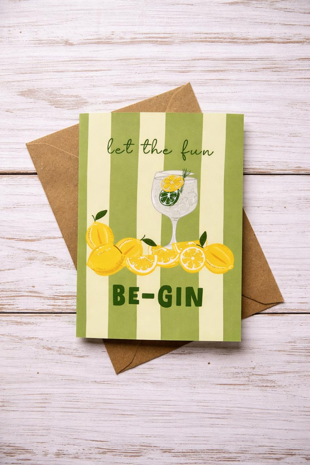 A6 Let the Fun Be-gin Cute Hand Drawn Celebration Gin & Tonic Blank ...