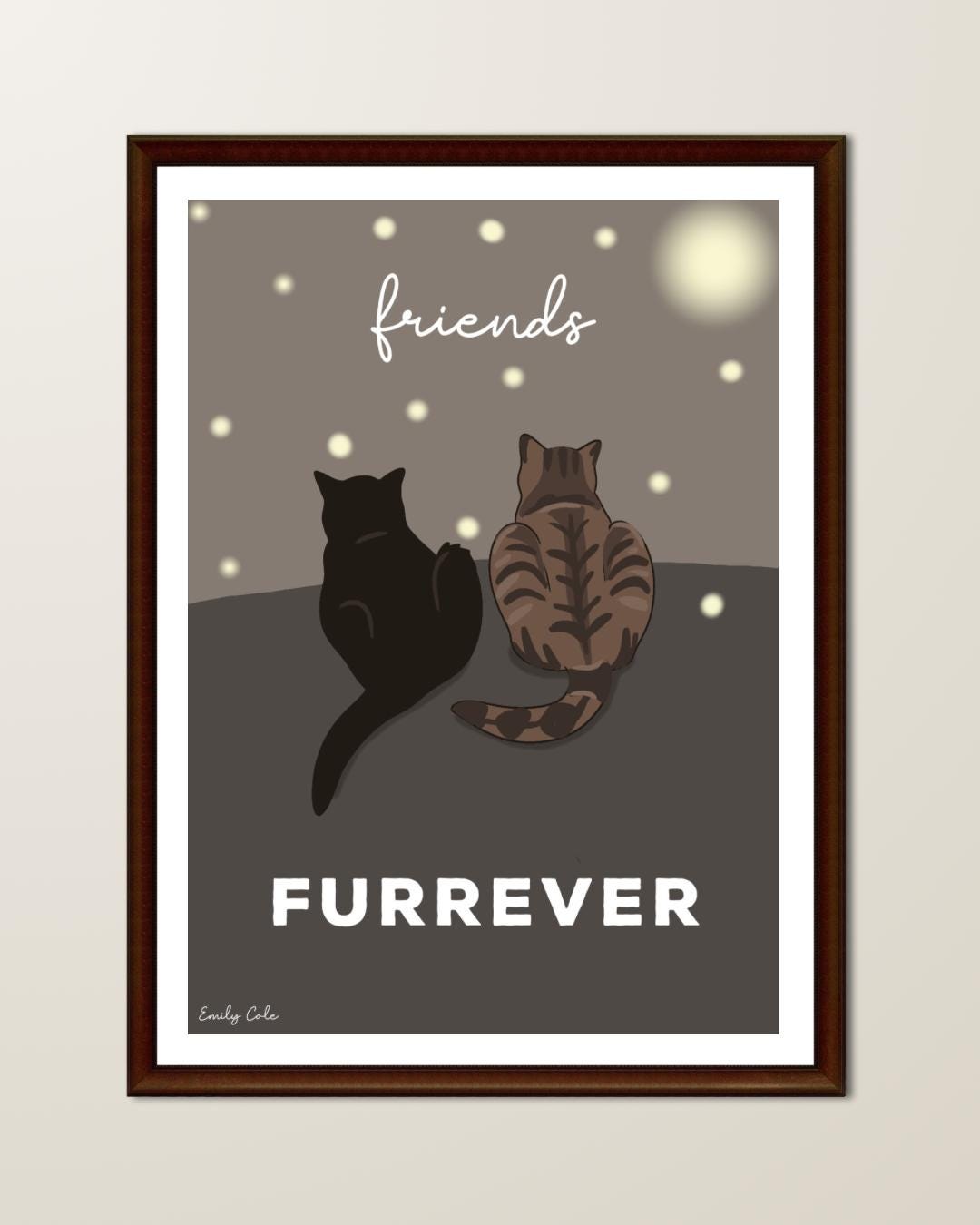 Black Cat & Tabby Cat Friends Furrever A4 Poster Print - Etsy