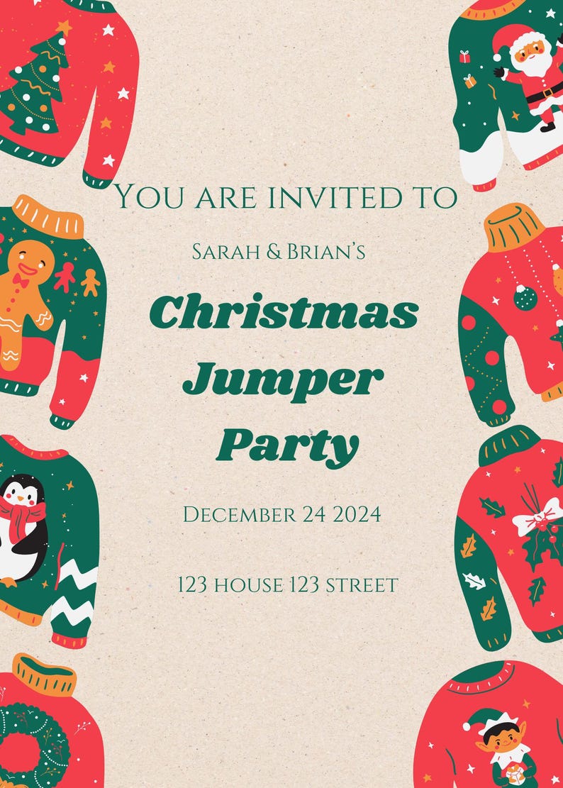 Christmas Jumper Party Invitation - Etsy