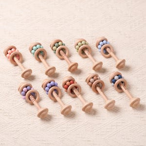 Custom Wooden Rattle, Sensory Toys for Baby, Personalized New Baby ...