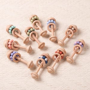 Custom Wooden Rattle, Sensory Toys for Baby, Personalized New Baby ...