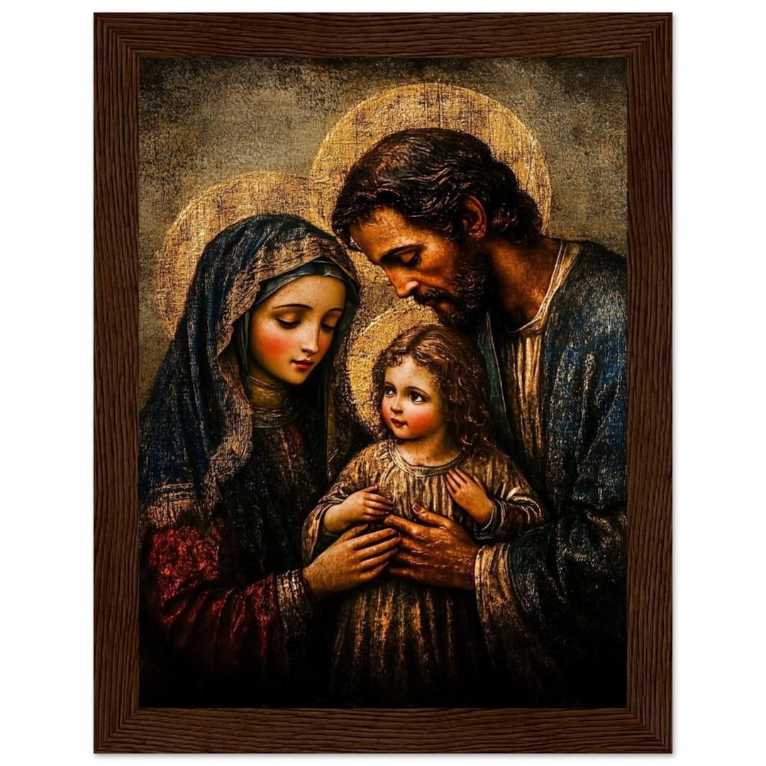 Holy Family Art Print and Wooden Frame L Home Altar L Traditional ...