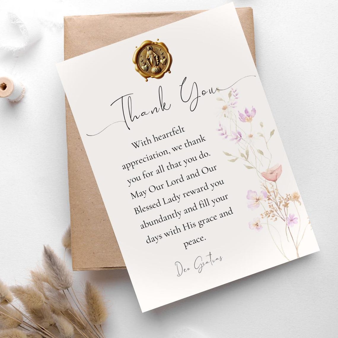 Traditional Catholic Thank You Card Printable (PDF) - Etsy