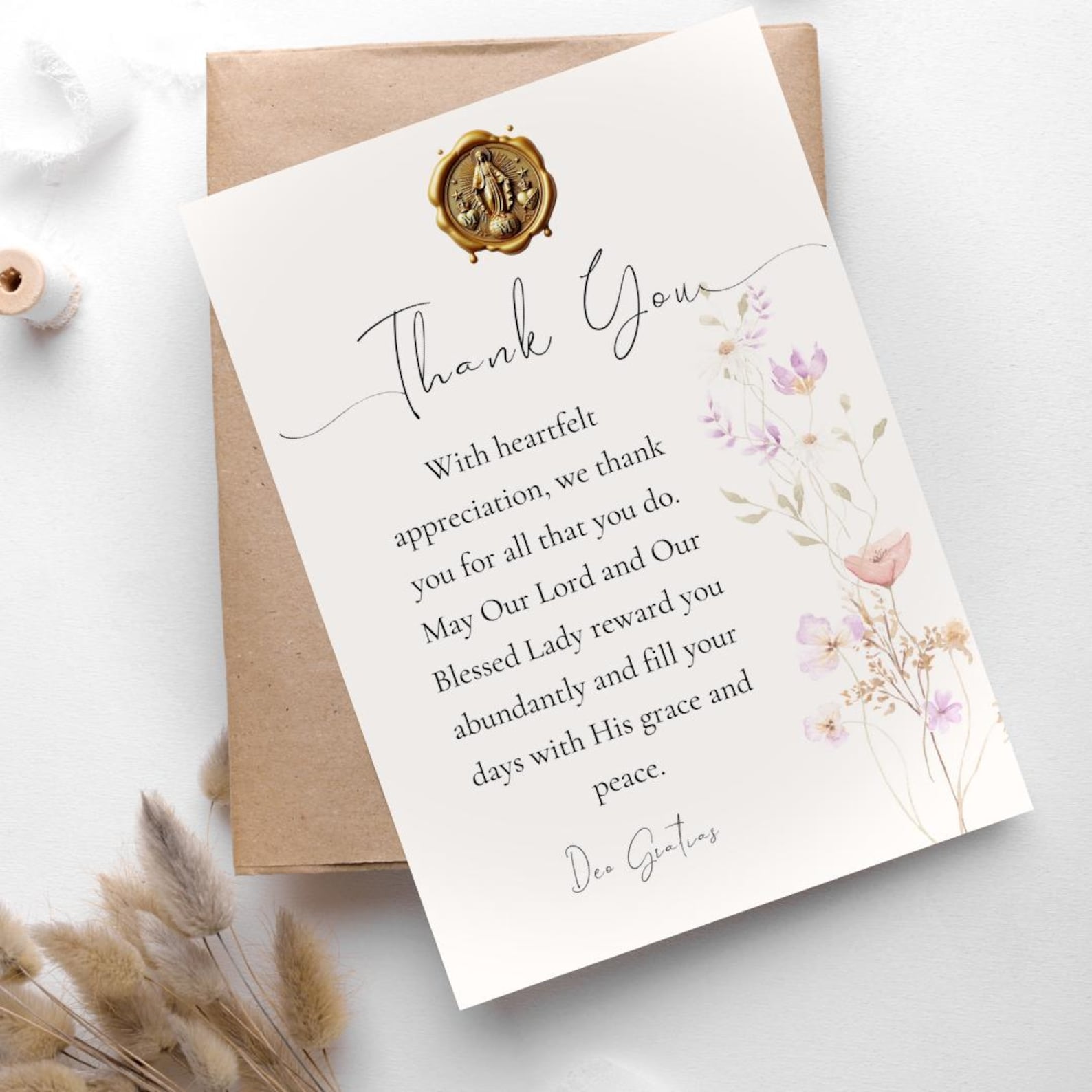 Traditional Catholic Thank You Card Printable (PDF) - Etsy
