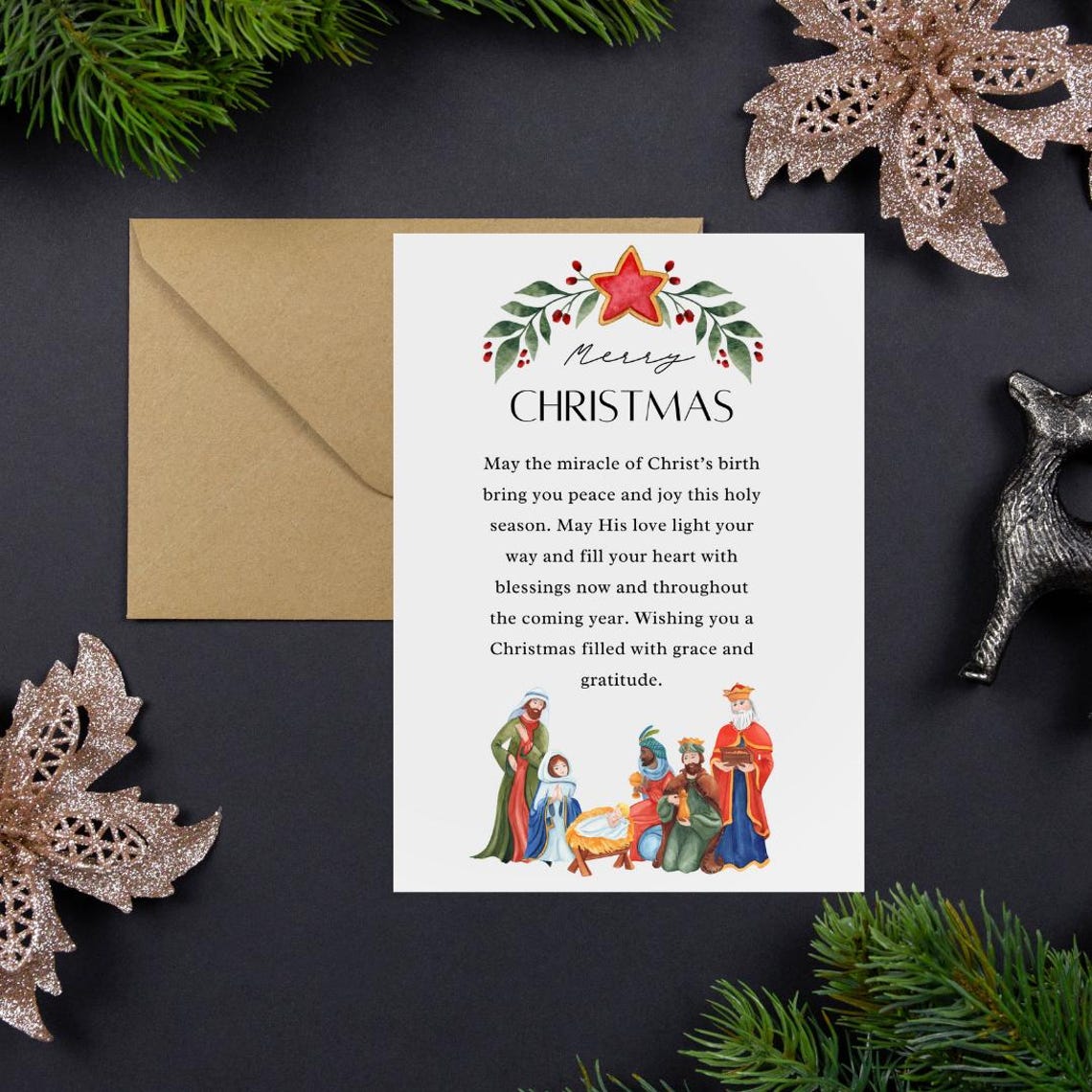 Catholic Nativity Christmas Card: Traditional Print (PDF) - Etsy