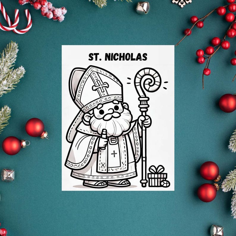 Saint Nicholas Cartoon Coloring Page for Kids (PDF) - Etsy