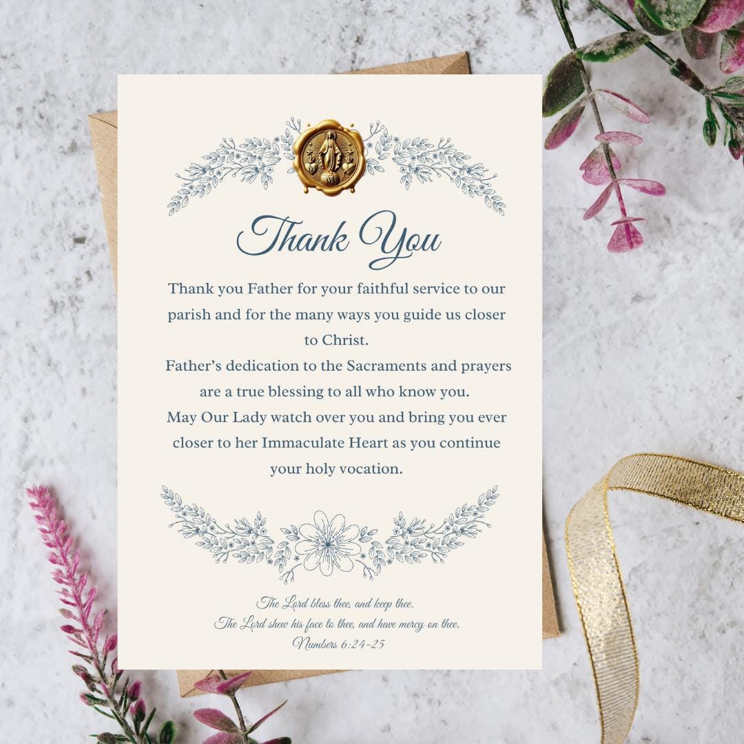 Priest Thank You Card PDF L Elegant Printable Card for Priest L Thank ...