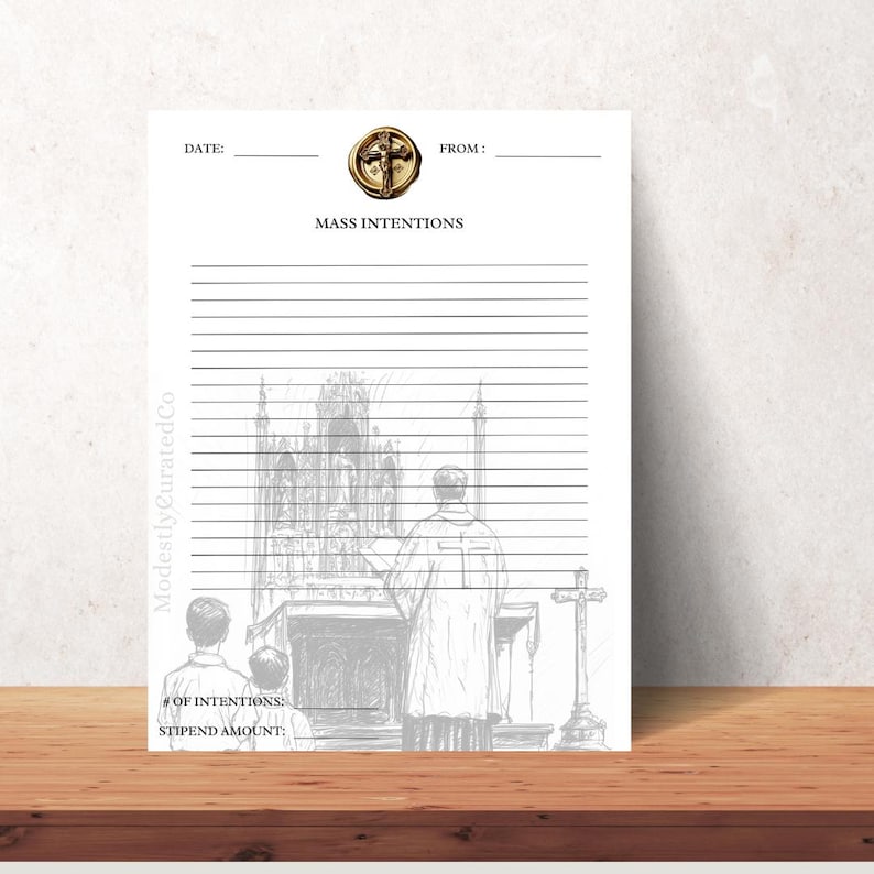 Catholic Mass Intention Form: Printable Request Template (instant ...