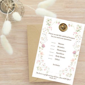 Catholic Spiritual Bouquet Card: Prayer Gift (printable PDF) - Etsy