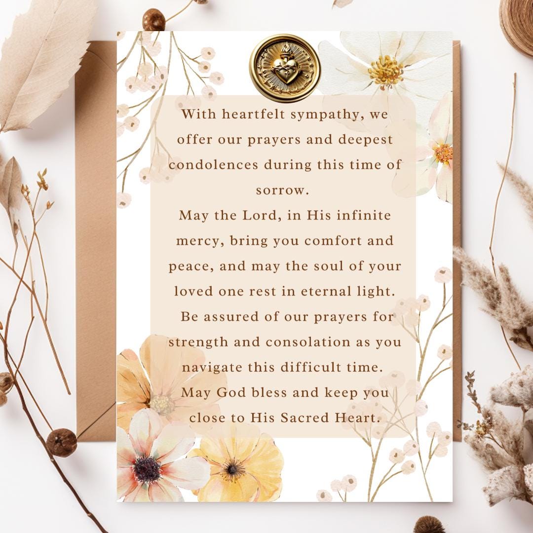 Catholic Condolence Card L Catholic Sympathy Card Printable PDF File L ...