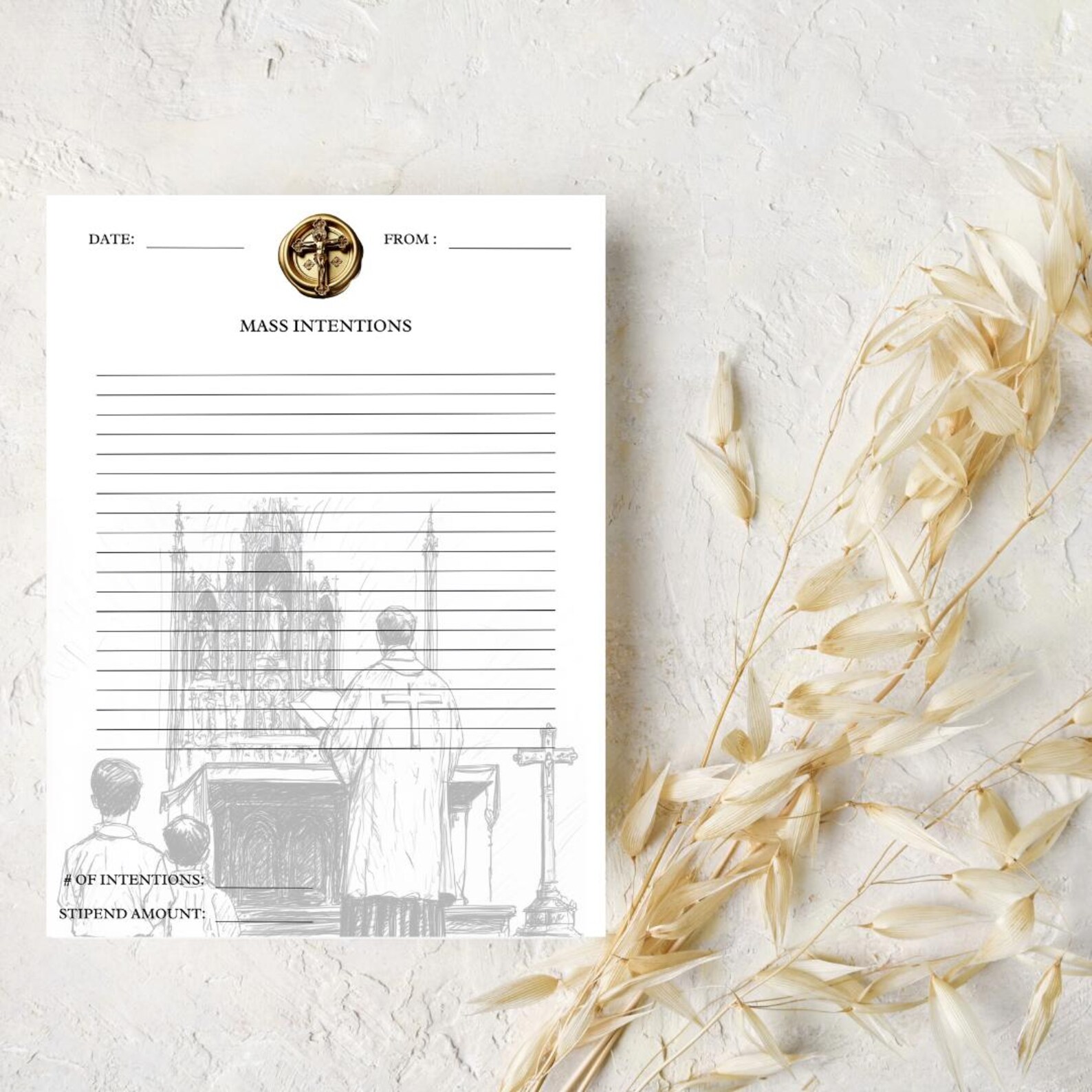 Catholic Mass Intention Form: Printable Request Template (instant ...