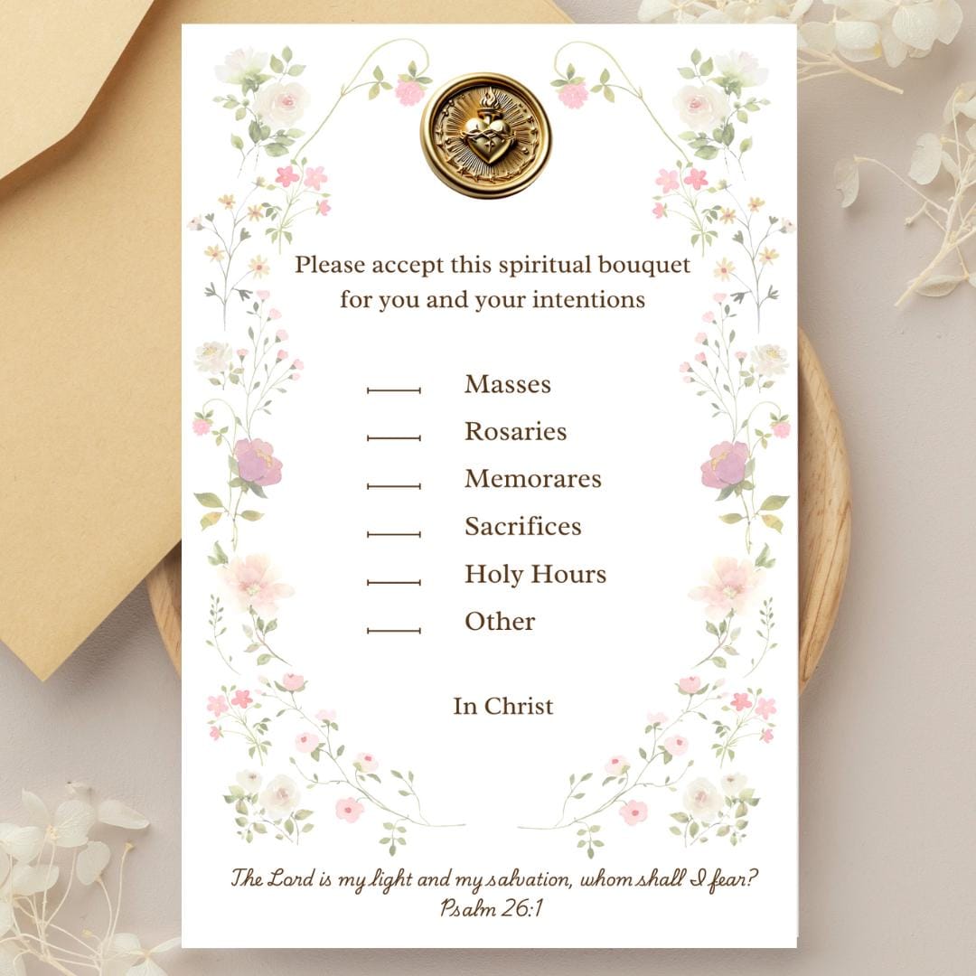 Traditional Catholic Spiritual Bouquet Card Printable PDF File L ...