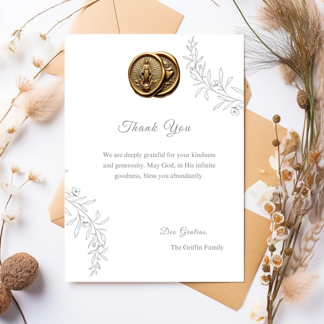 Editable Catholic Thank You Card Template: Elegant Religious Design ...