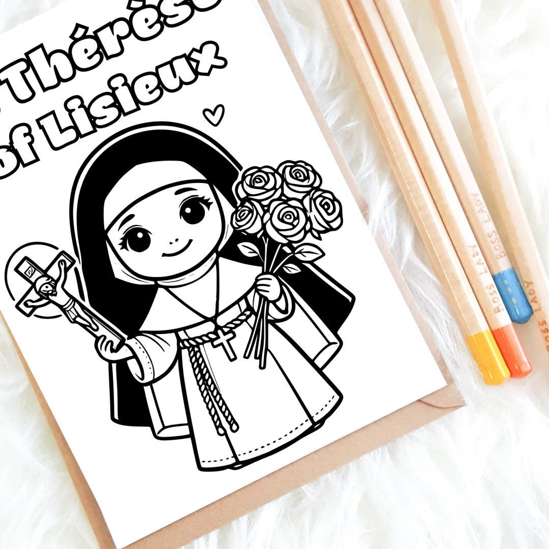 Saint Therese Coloring Page: Catholic Kids Activity (PDF) - Etsy
