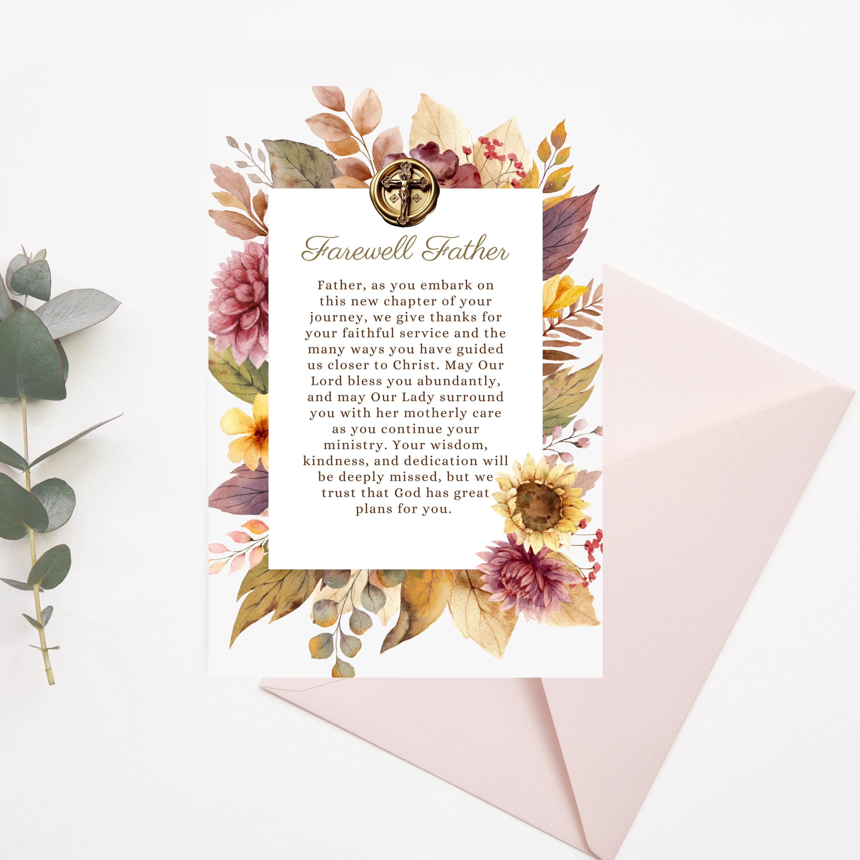 Farewell Priest Card: Catholic Goodbye Gift (PDF) - Etsy