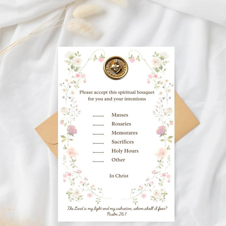 Catholic Spiritual Bouquet Card: Prayer Gift (printable PDF) - Etsy