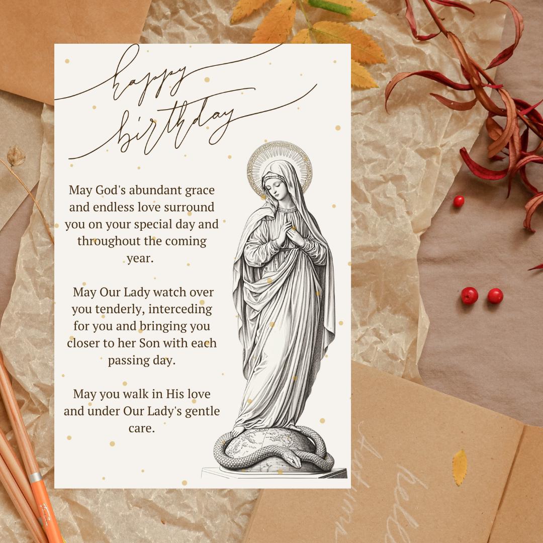 Virgin Mary Birthday Card, Catholic Our Lady Printable (PDF) - Etsy UK