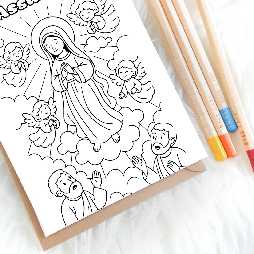 Assumption of Mary Coloring Page: Catholic Kids Art (PDF Download ...