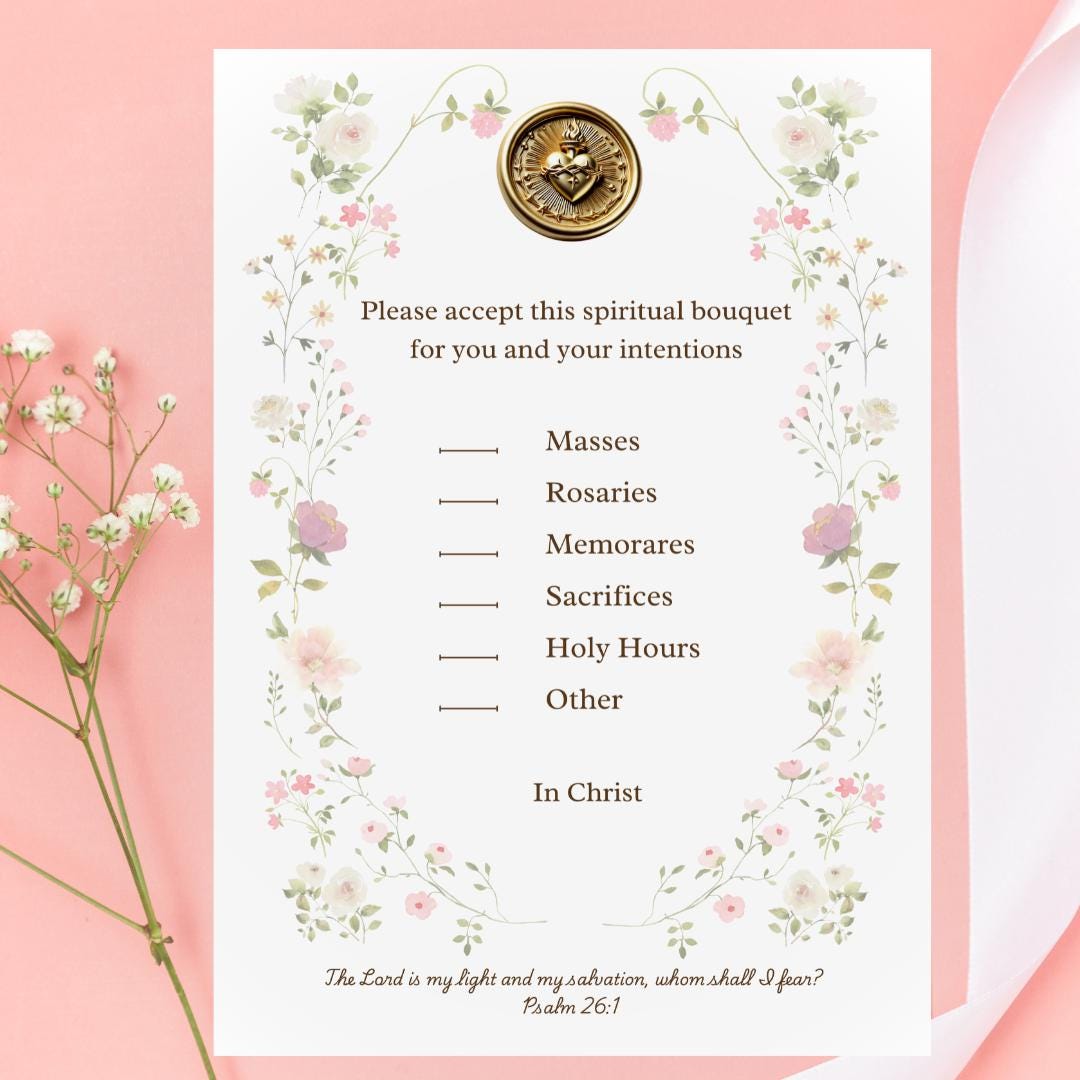 Floral Spiritual Bouquet Cards: Catholic Prayer Gift (pack of 10) - Etsy