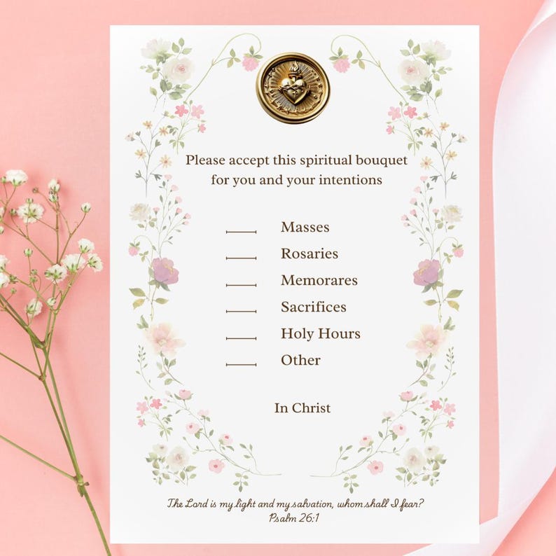 Floral Spiritual Bouquet Cards: Catholic Prayer Gift (pack of 10) - Etsy